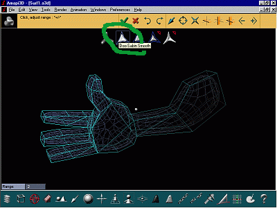 Cartoon hand modeled in Amapi