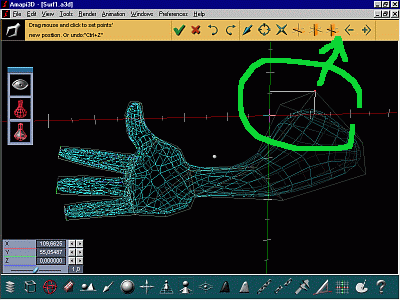 Cartoon hand modeled in Amapi