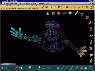 Cartoon hand modeled in Amapi